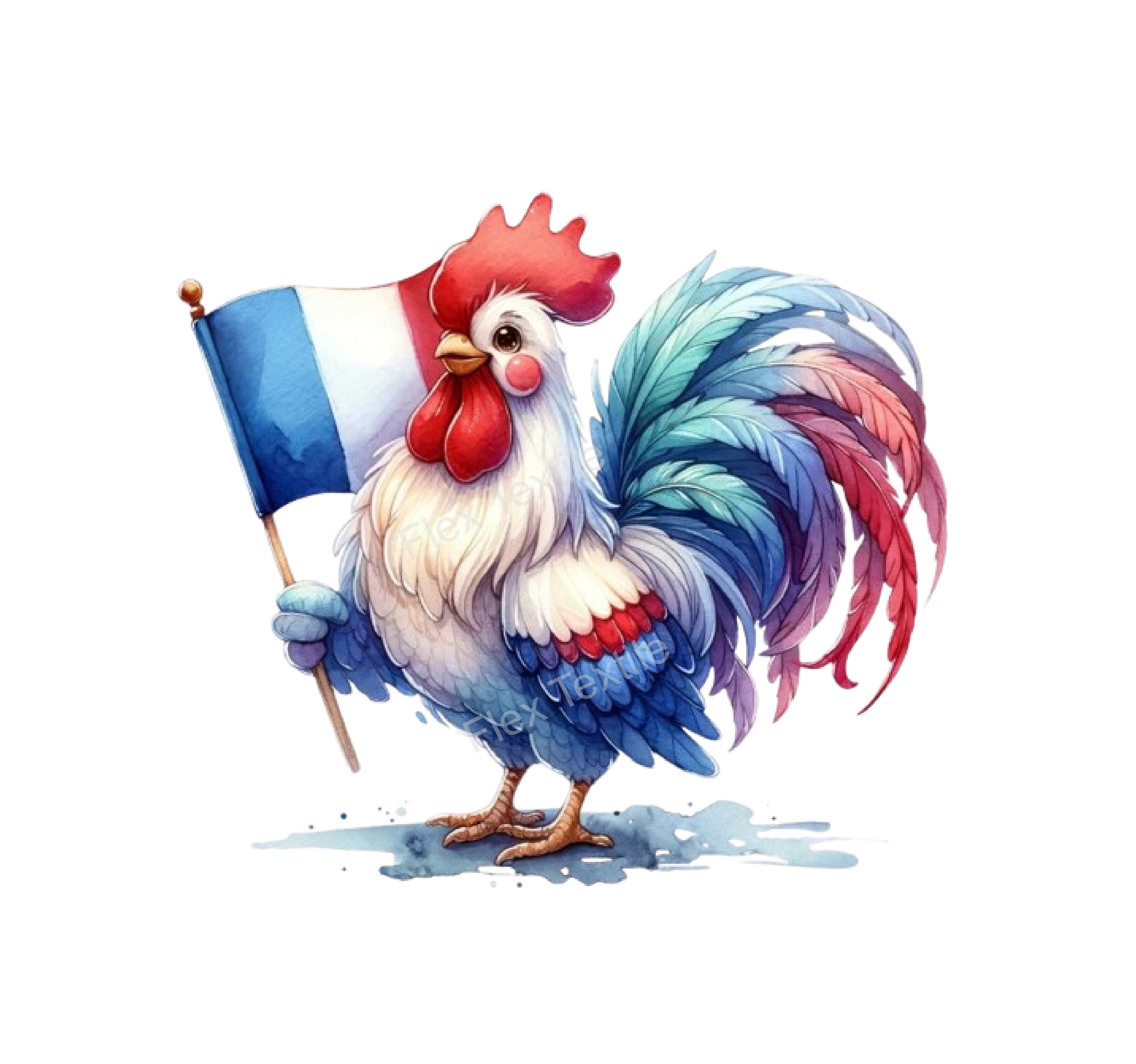 Coq Drapeau France Transfert Thermocollant - Prêt à poser - Designs ...