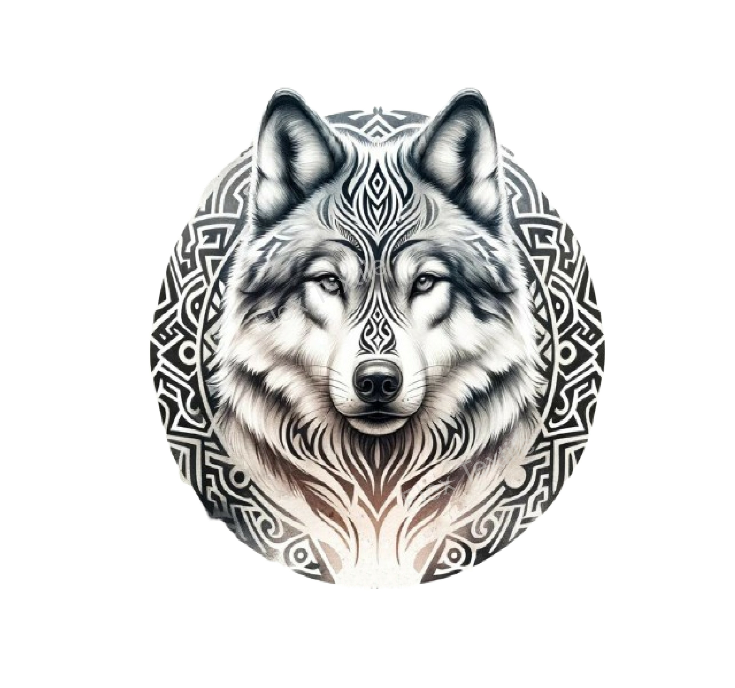 Loup Tatouage Tribal Transfert Thermocollant - Prêt à poser - Designs ...