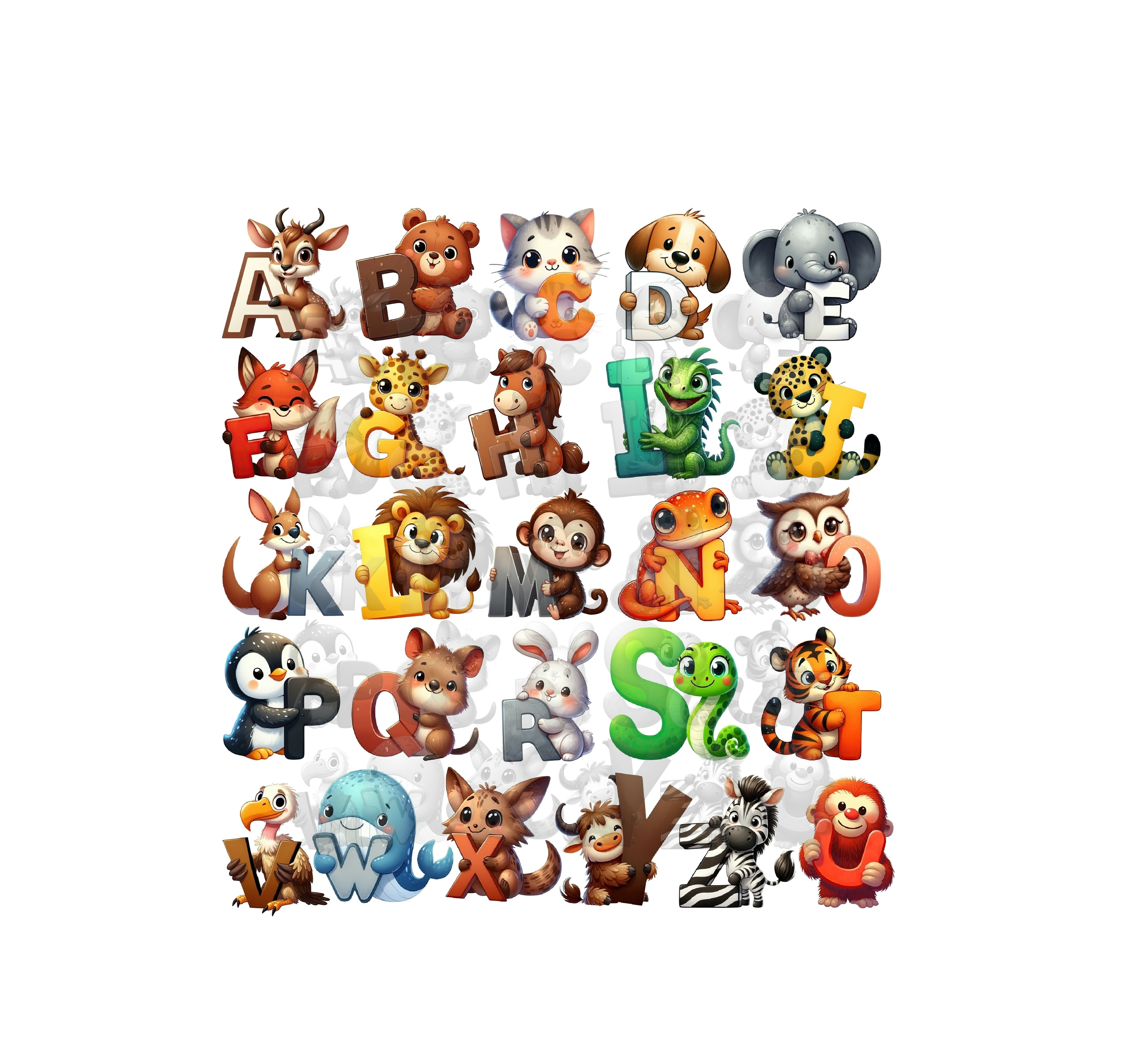 Alphabet Animaux Transfert Thermocollant - Prêt à poser - Designs ...