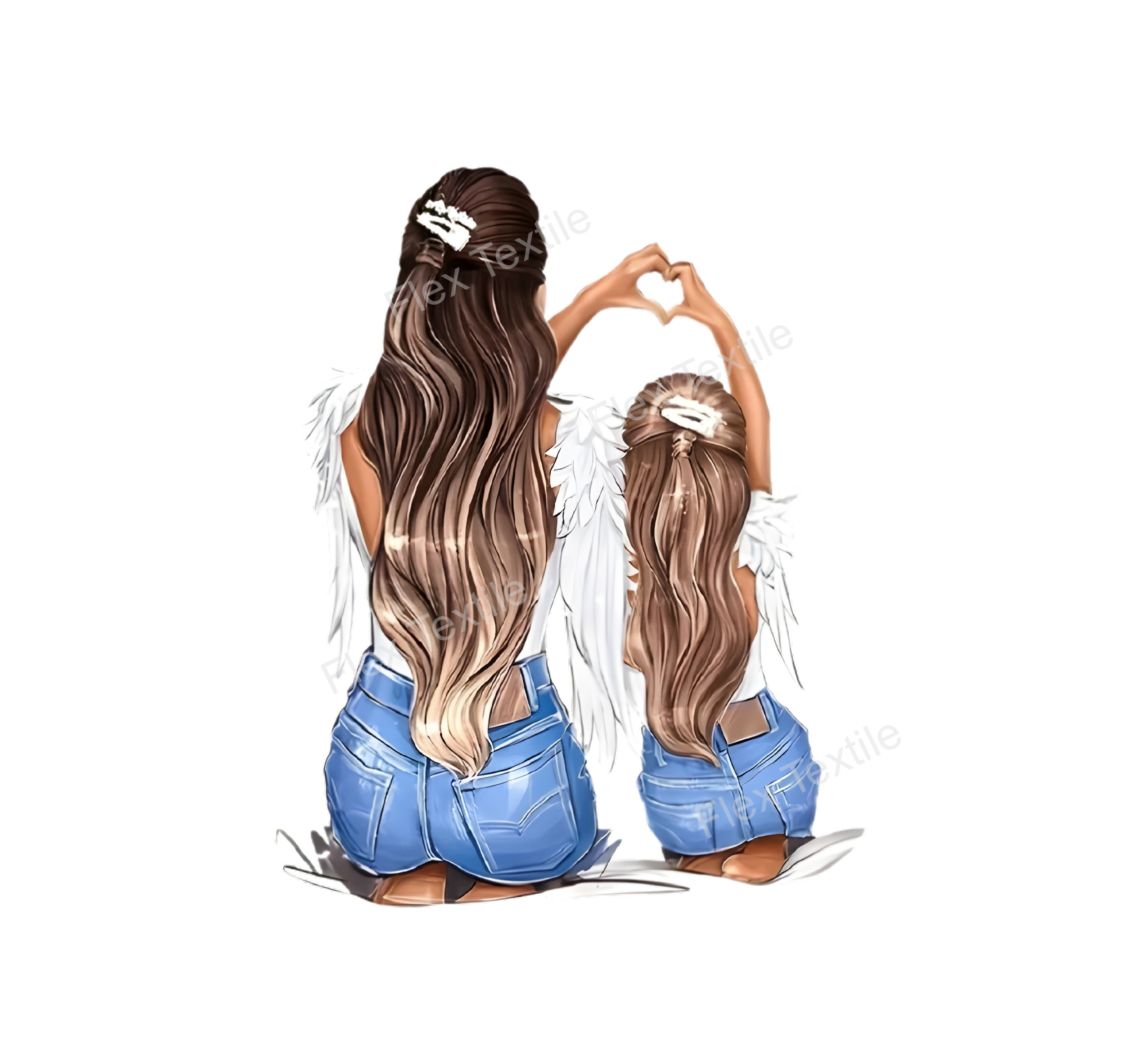 Mère Fille Coeur Transfert Thermocollant - Prêt à poser - Designs ...