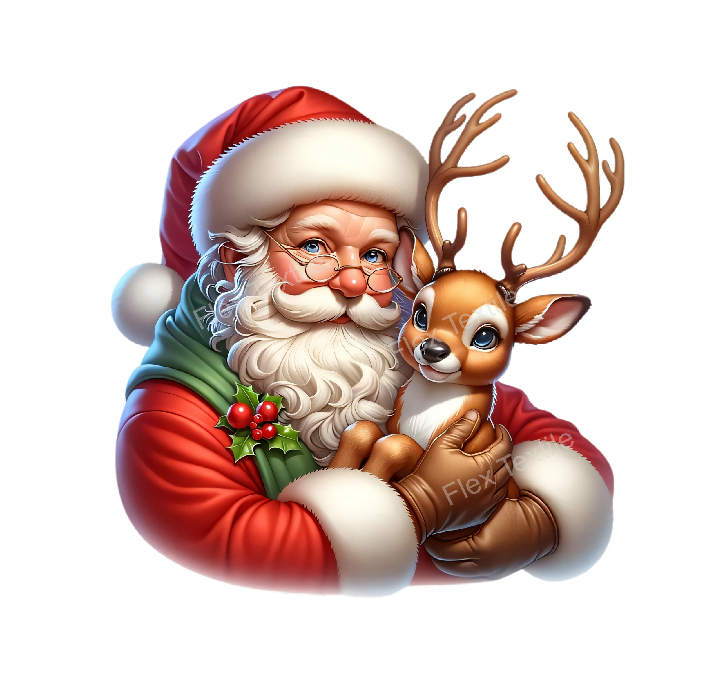 Père Noël Câlin Renne Transfert Thermocollant - Prêt à poser - Designs ...