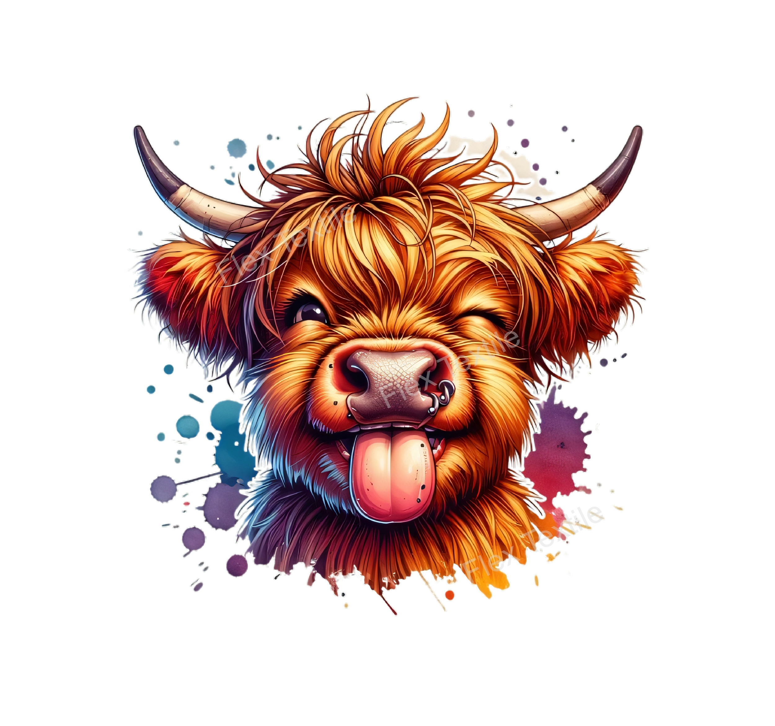 Vache Poils Langue Humour Transfert Thermocollant - Prêt à poser ...