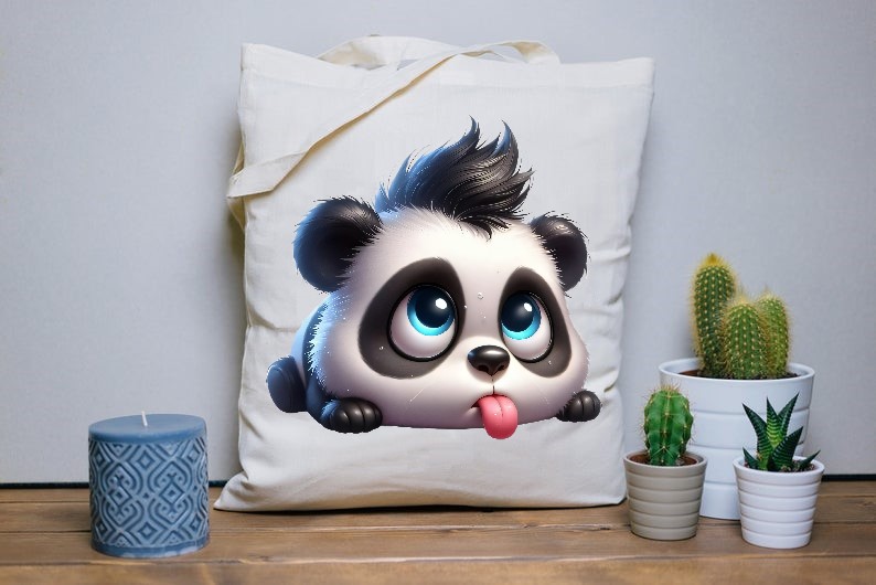 Panda Humour Langue Transfert Thermocollant - Prêt à poser - Designs ...