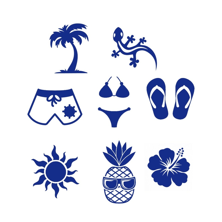 Lot Plage Motif Thermocollant - VOYAGES/MER - Flex Textile