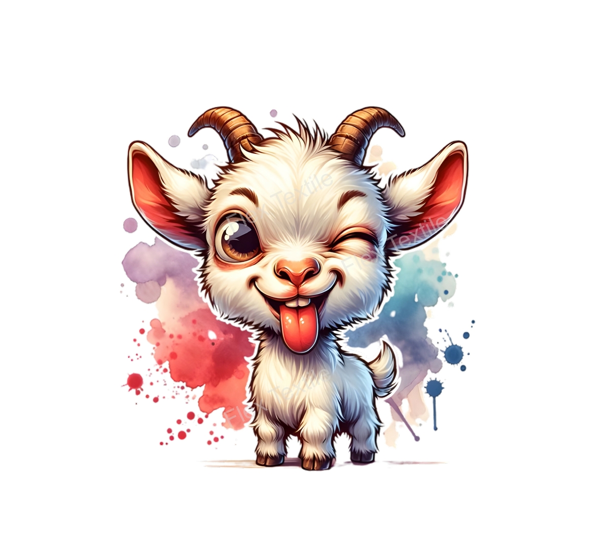 Chèvre Grimace Humour Transfert Thermocollant - Prêt à poser ...