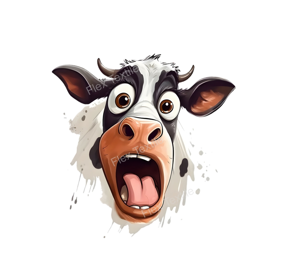 Vache Etonnée Humour Transfert Thermocollant - Prêt à poser - Designs ...