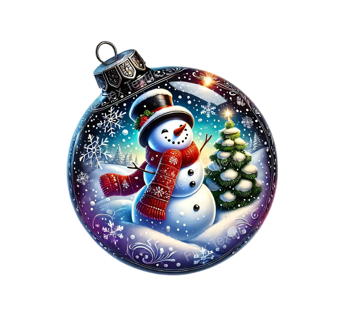 Boule Noël Bonhomme Neige Transfert Thermocollant - Prêt à poser ...