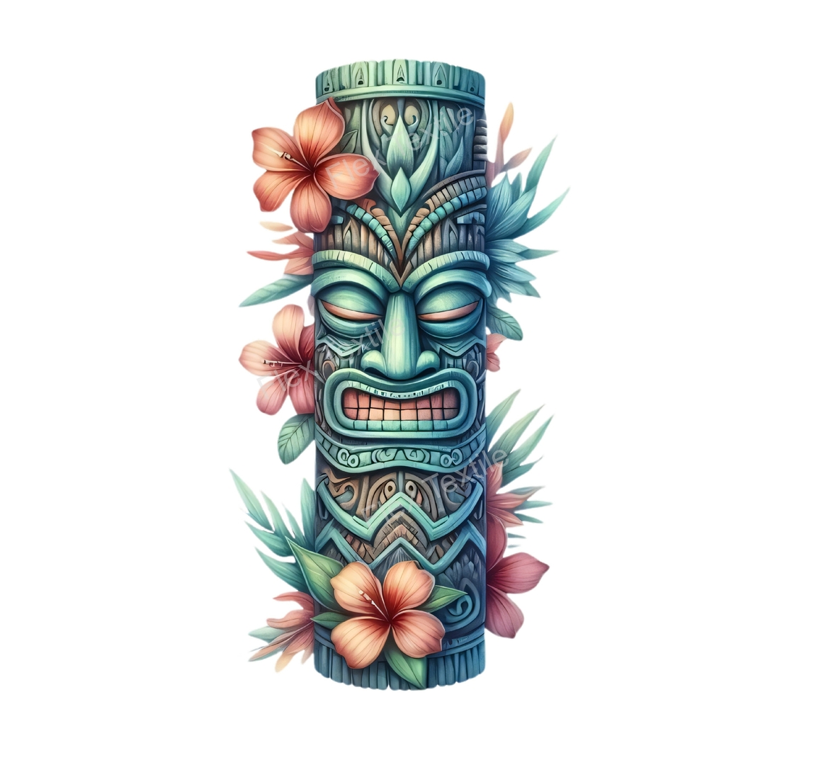 Grand Tiki Transfert Thermocollant - Prêt à poser - Designs Stickers ou ...