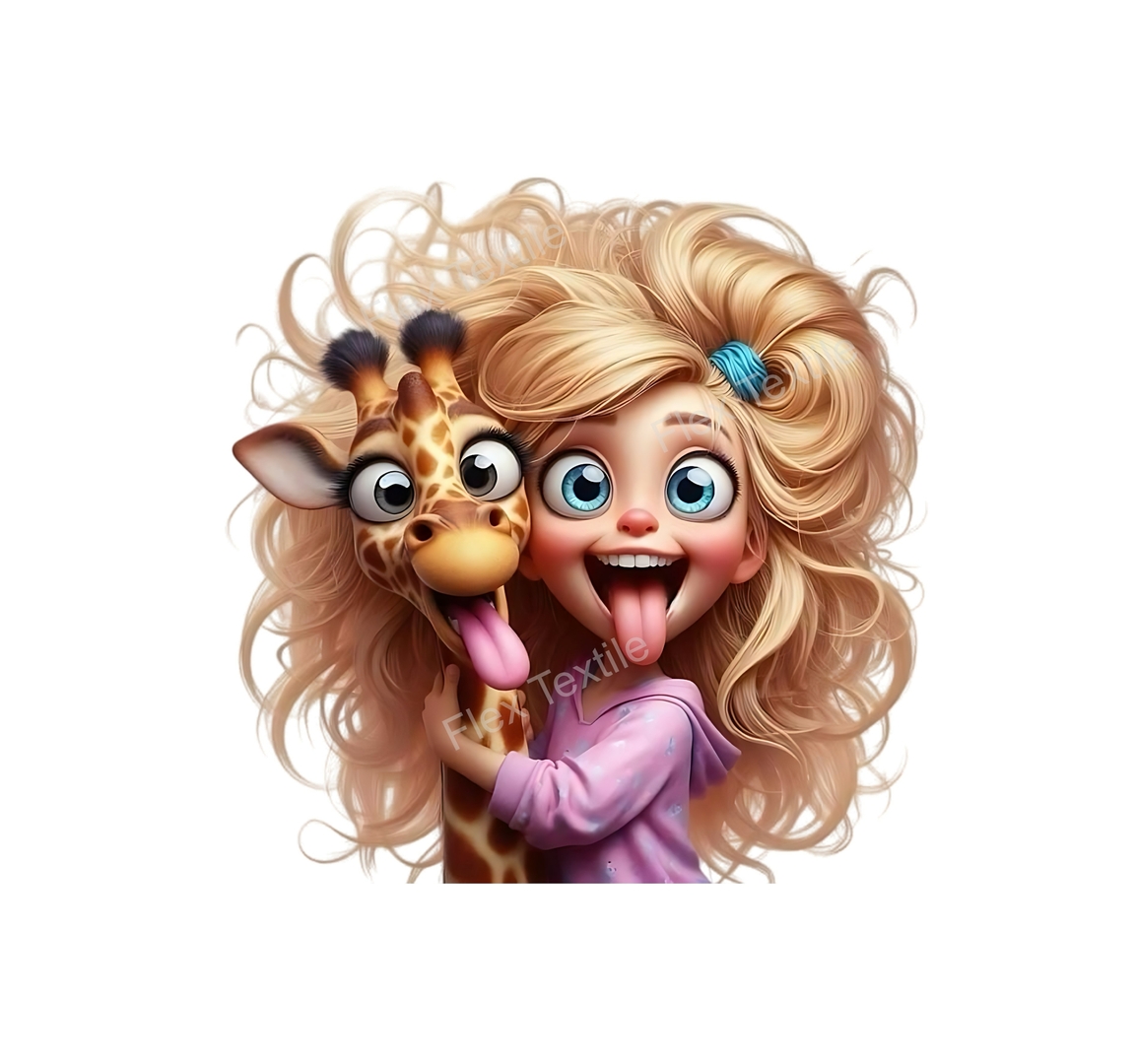 Girafe Fille Grimace Humour Transfert Thermocollant - Prêt à Poser ...