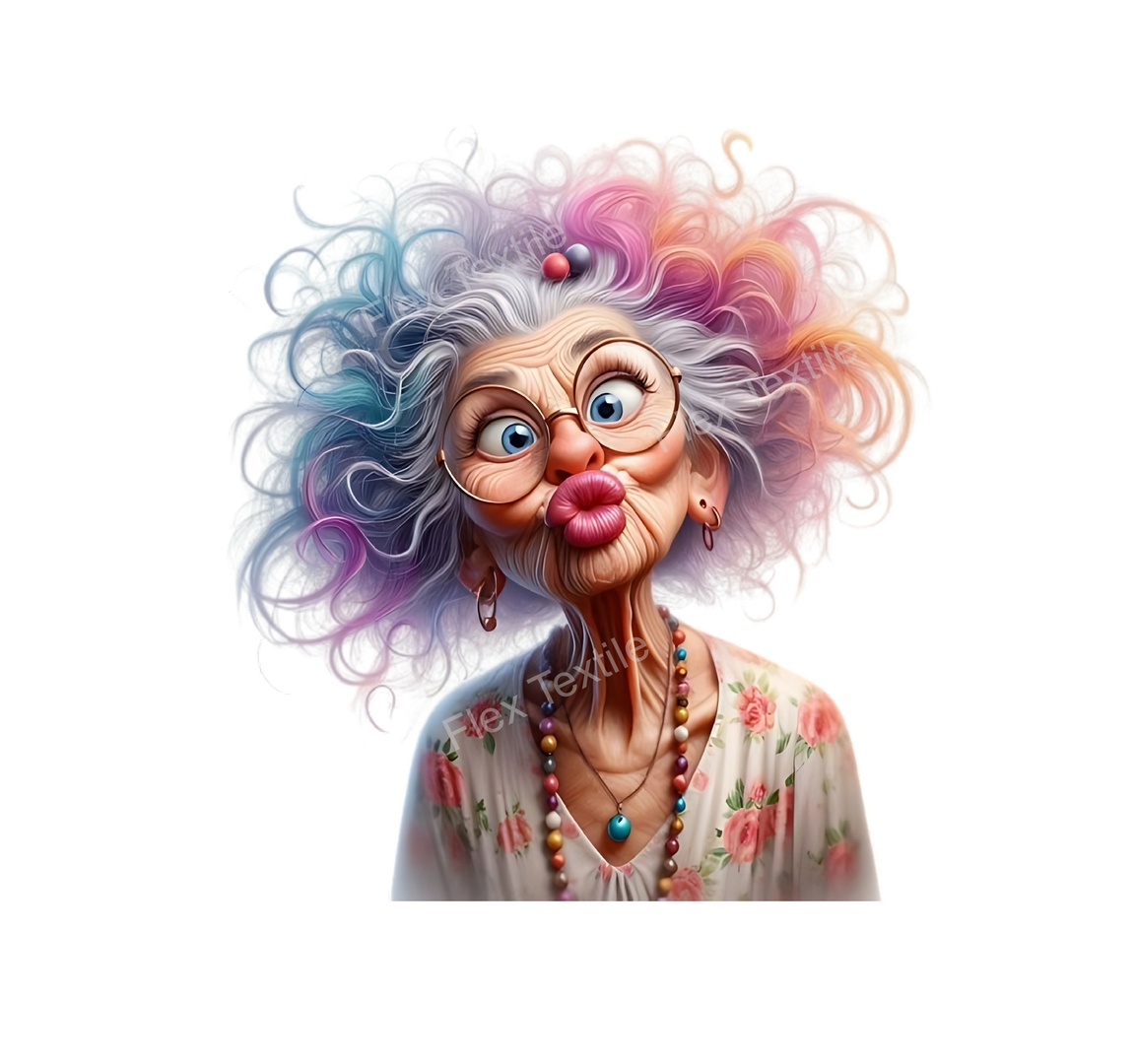 Mamie Bisou Humour Transfert Thermocollant - Prêt à Poser - Designs ...