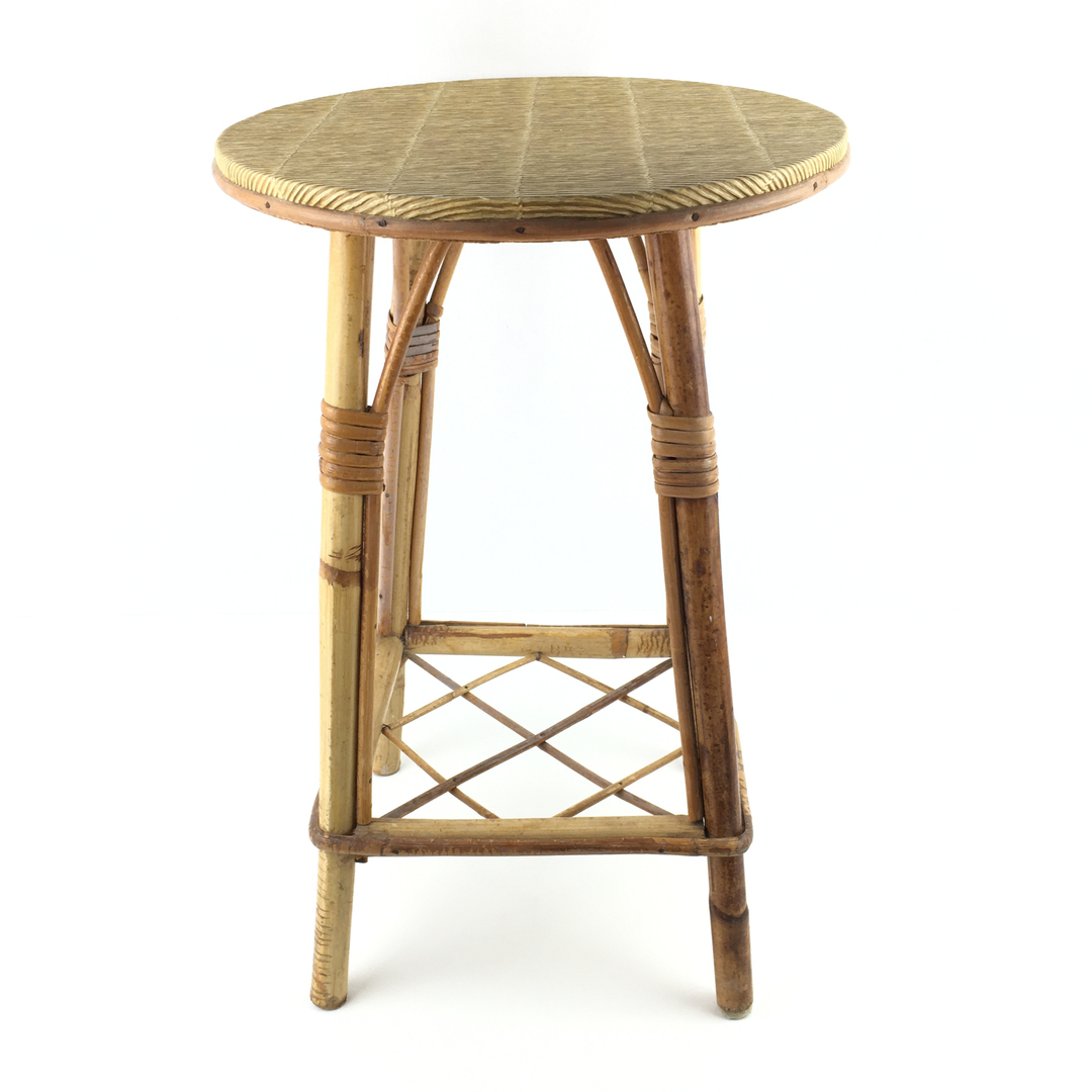 Table ronde en rotin vintage et durable | Boutique Broc'Up