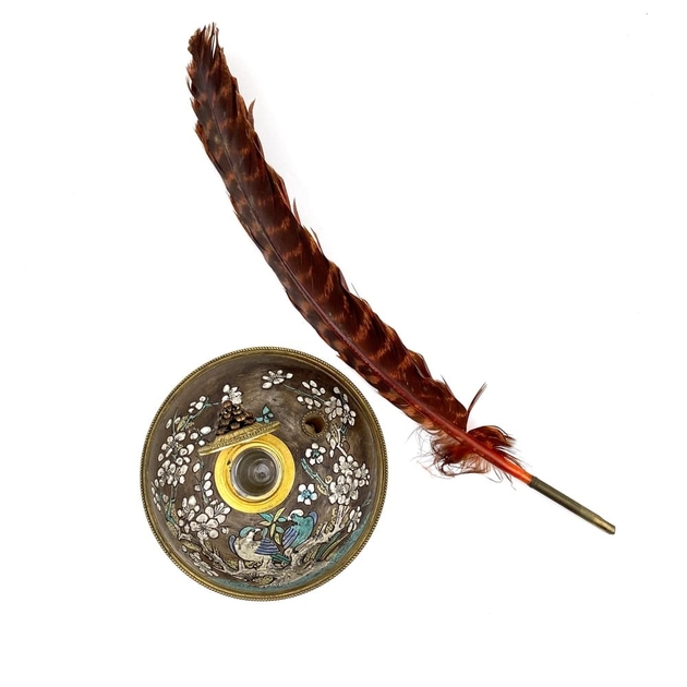 Encrier décoratif et porte-plume vintage et durable | Boutique Broc'Up