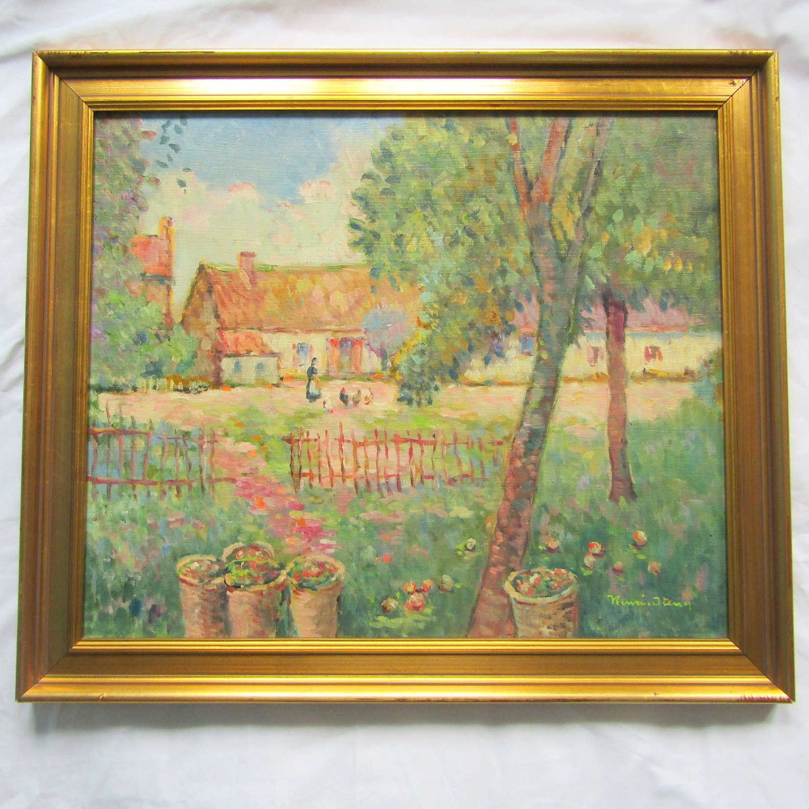 Henri STENN (1903-1993). Huile sur toile Les Pommiers Normandie,