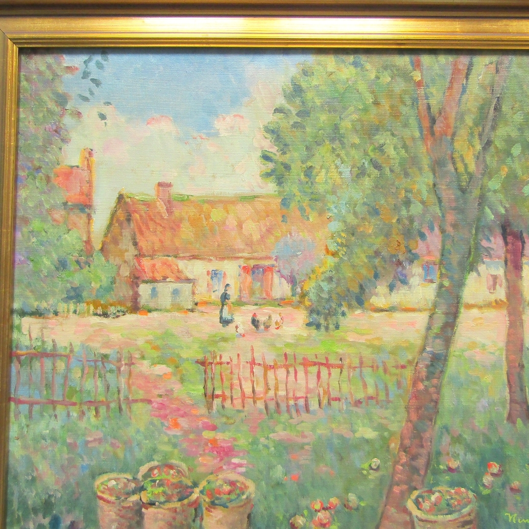 Henri STENN (1903-1993). Huile sur toile Les Pommiers Normandie,