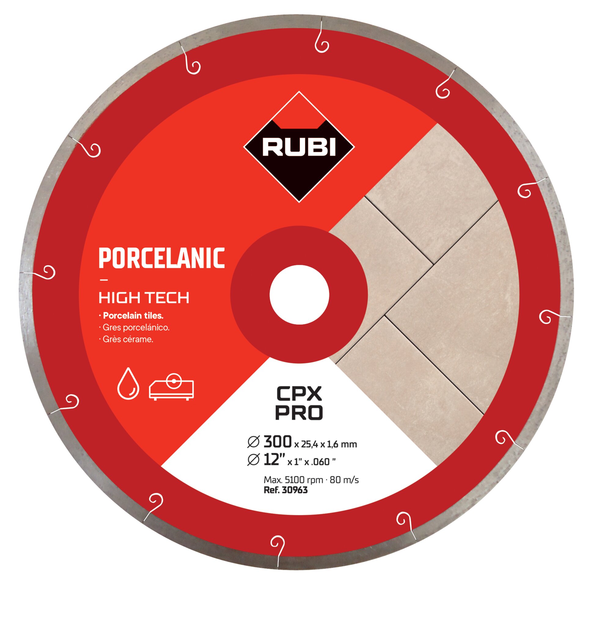 Disque diamant 300mm J-SLOT - CPX RUBI - Disque diamant/trépan/Disque ...