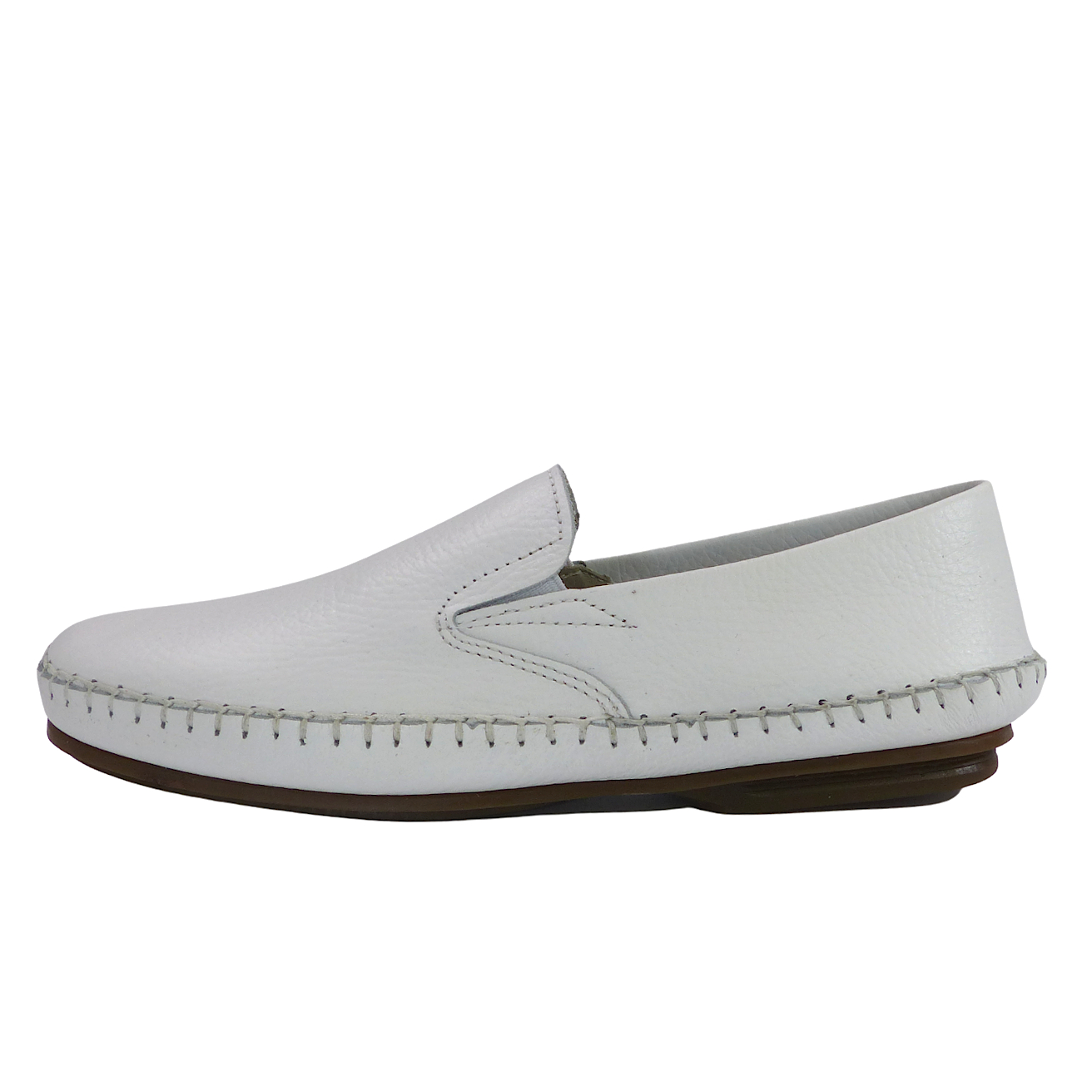 Mocassin cousu main en cuir 1301 Blanc - Mocassins / Loafers ...