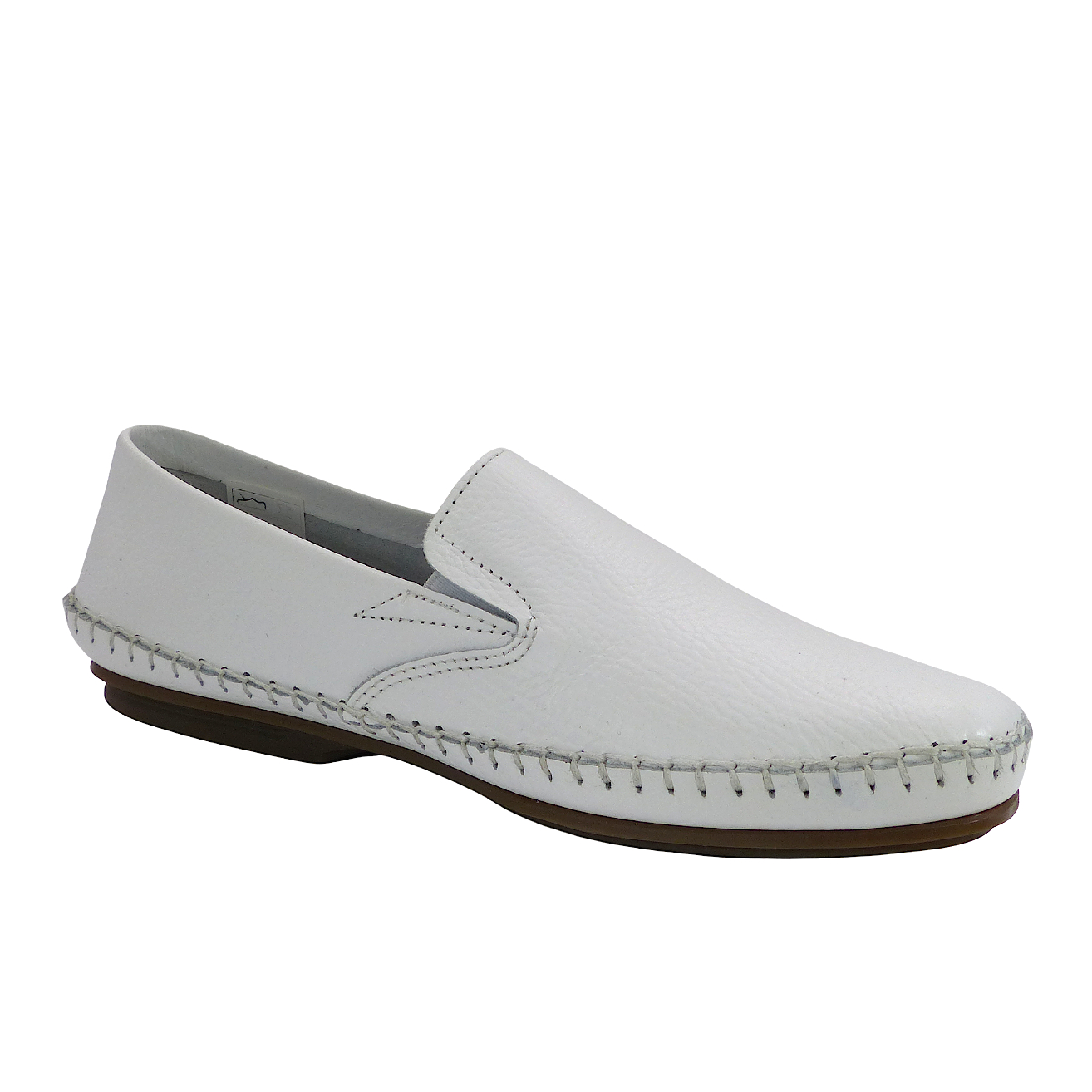 Mocassin cousu main en cuir 1301 Blanc - Mocassins / Loafers ...