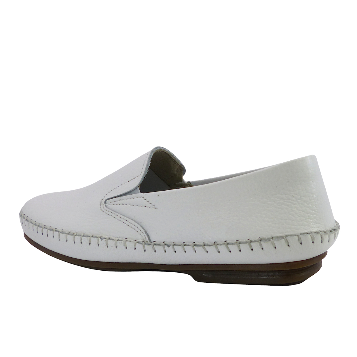 Mocassin cousu main en cuir 1301 Blanc - Mocassins / Loafers ...