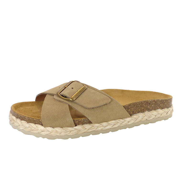 Mule anatomique en cuir Bio Clara Taupe - Mules et Claquettes - Mes ...