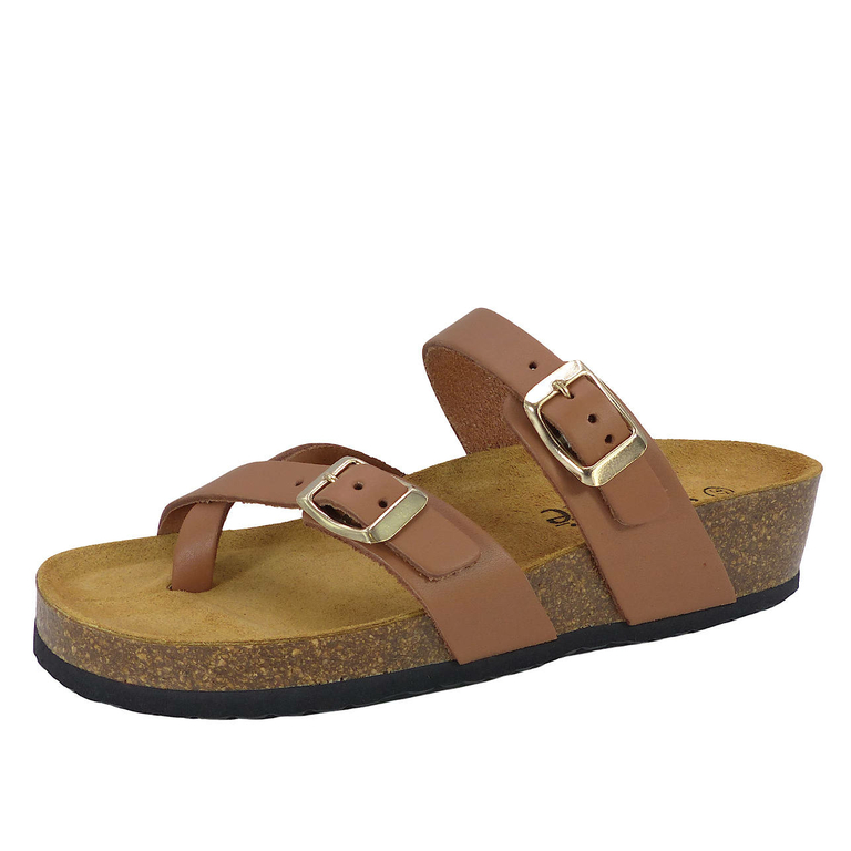 Mule anatomique en cuir Bio Dame Tan - Mules et Claquettes - Mes Jolis ...