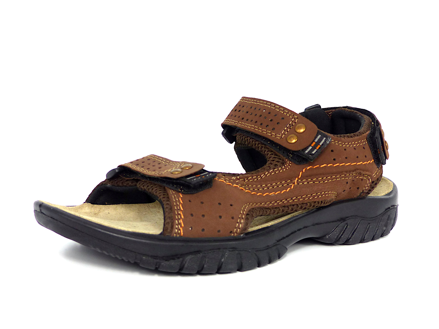 Sandale confort en cuir 10003 Chocolat - Chaussures Homme - Mes Jolis ...
