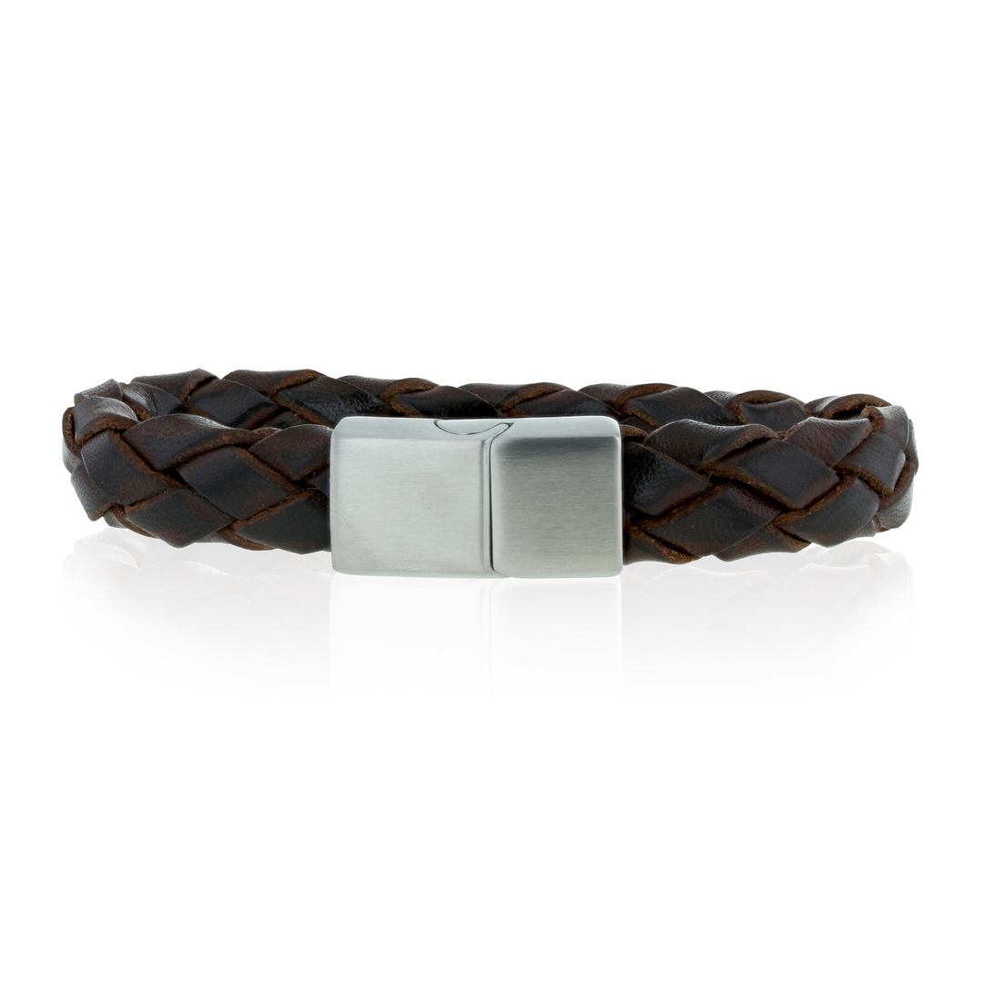 Bracelet Homme en Cuir Tressé - Marron - Horn & Stones