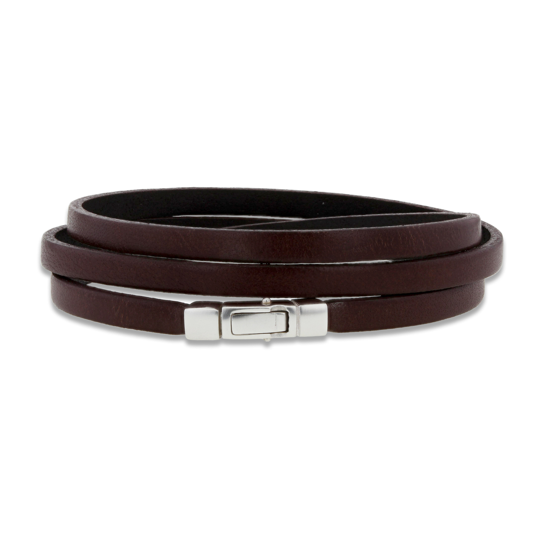 Bracelet Homme Cuir et Argent - Marron - Horn & Stones