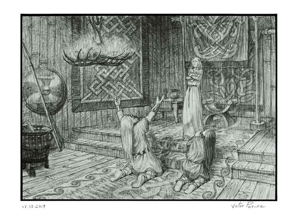 Thor et Loki implorent Freya - Cartes postales - amusette.org