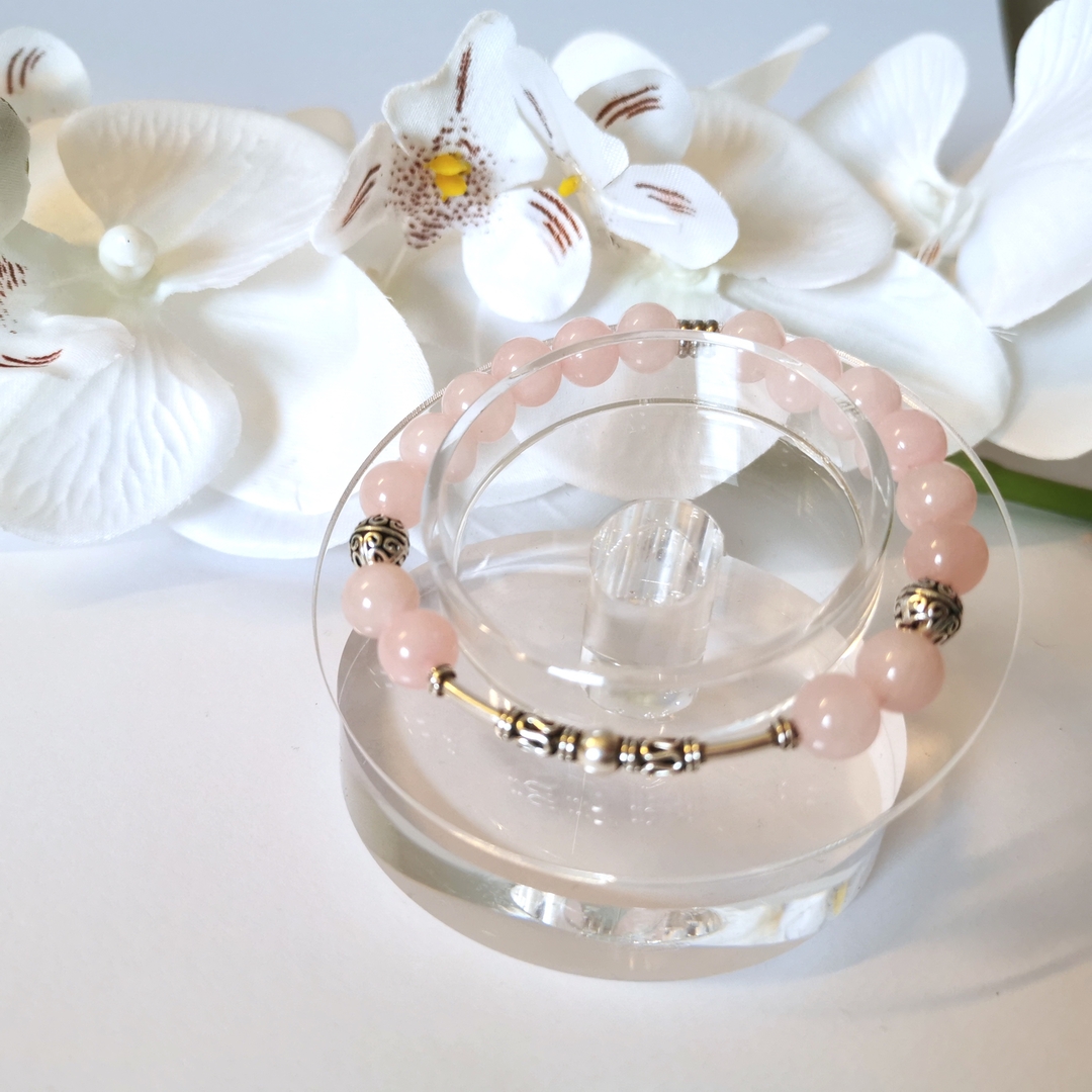 Bracelet Quartz rose en pierre naturelle montage argent - BIJOUX ...
