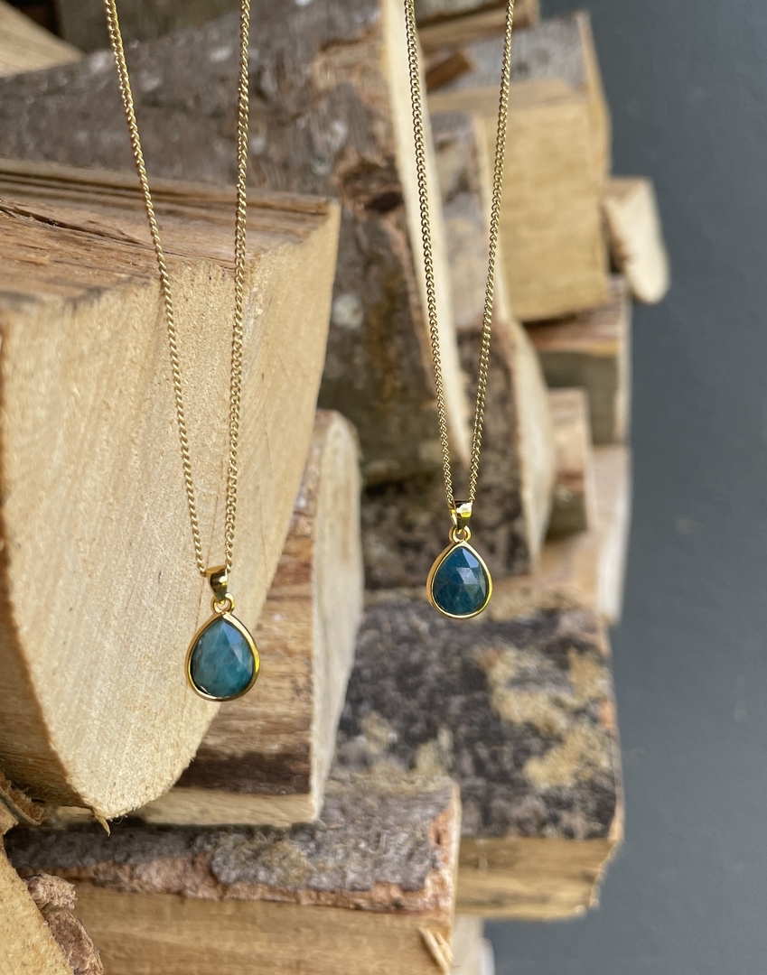 Pendentif goutte Apatite en pierre naturelle - fantaisie - BIJOUX ...