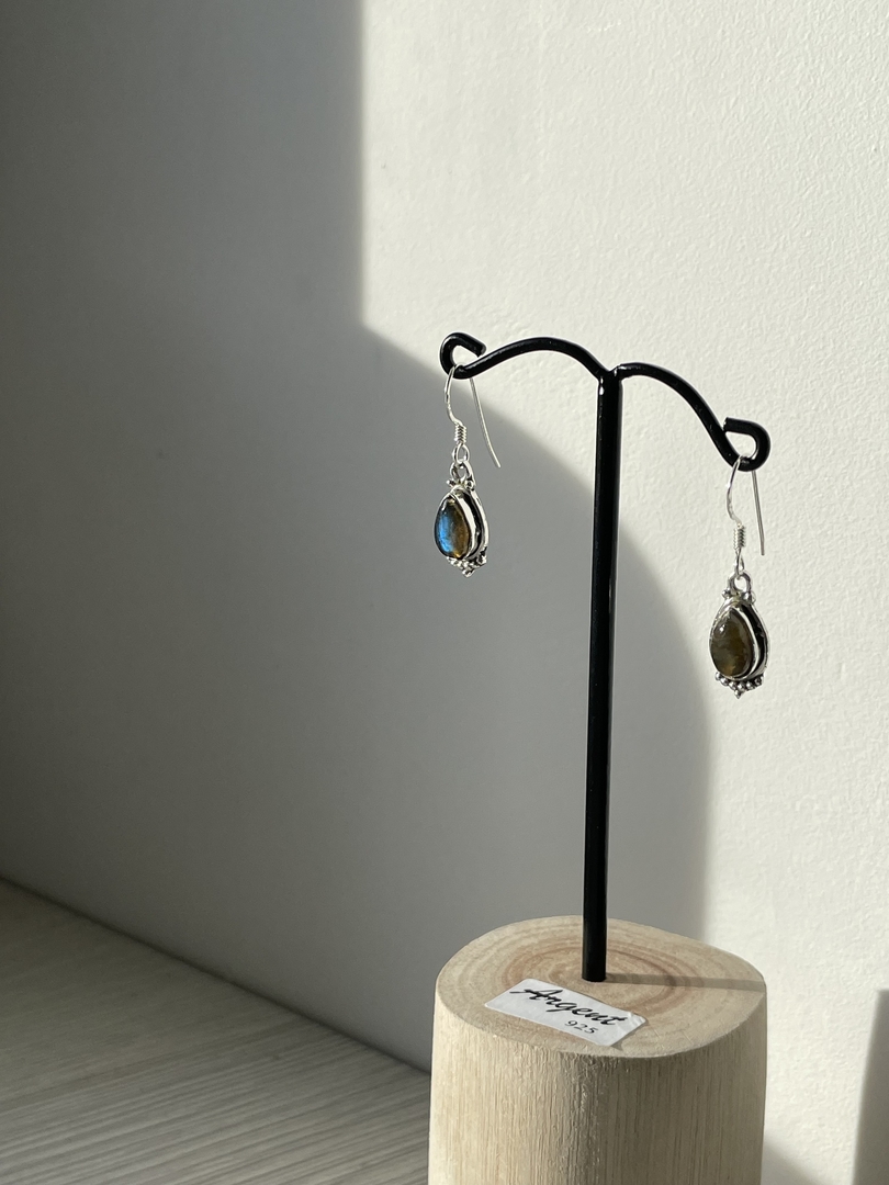 Boucles d'oreilles baroque labradorite forme larme montage argent 925 ...