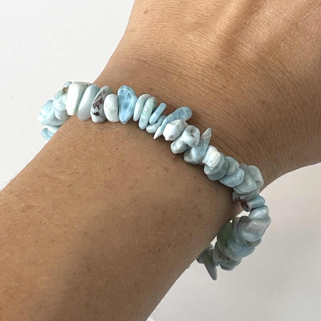 Bracelet baroque en pierre naturelle de Larimar - BIJOUX/Bracelets - Pierres du monde Vosges