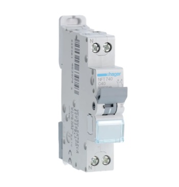 HAGER Disjoncteur 1P + N - 6-10kA - courbe C - 40A - 1 module - NFT740