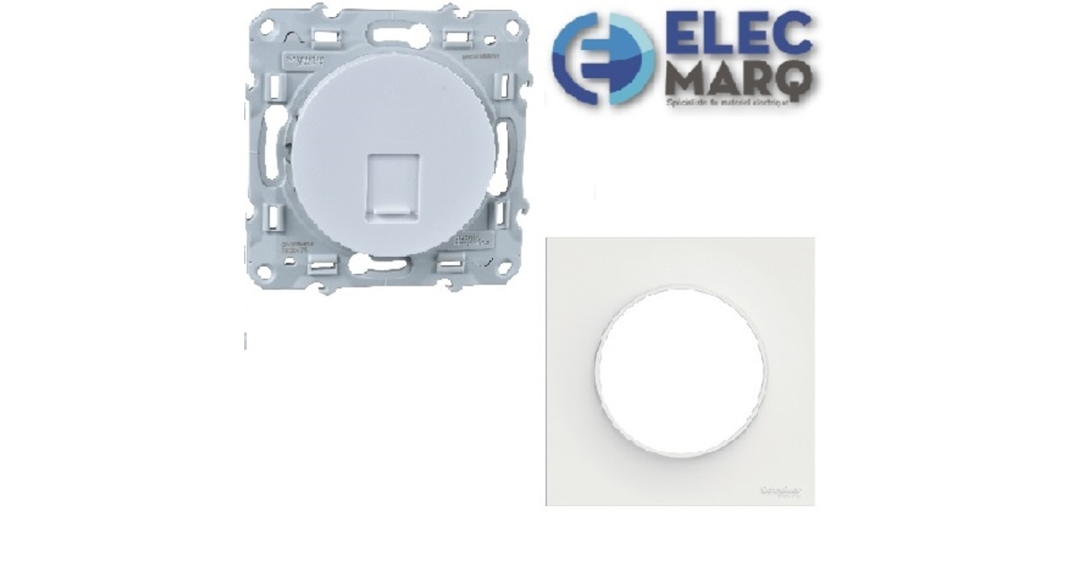 SCHNEIDER ELECTRIC Odace Complet Prise RJ45 Cat6 UTP S520475 + plaque ...