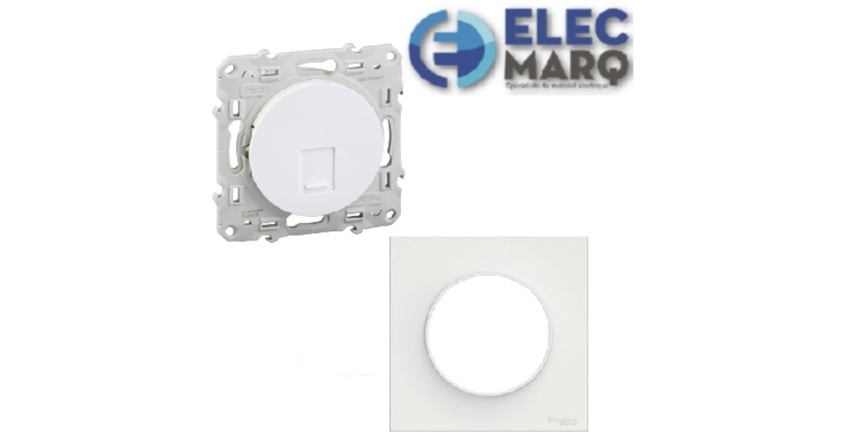 SCHNEIDER ELECTRIC Complet Odace Prise RJ45 cat. 6 STP à vis S520476 ...