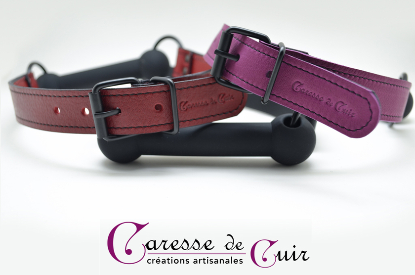Bâillon mors cuir et silicone - Bâillons - Caresse de Cuir