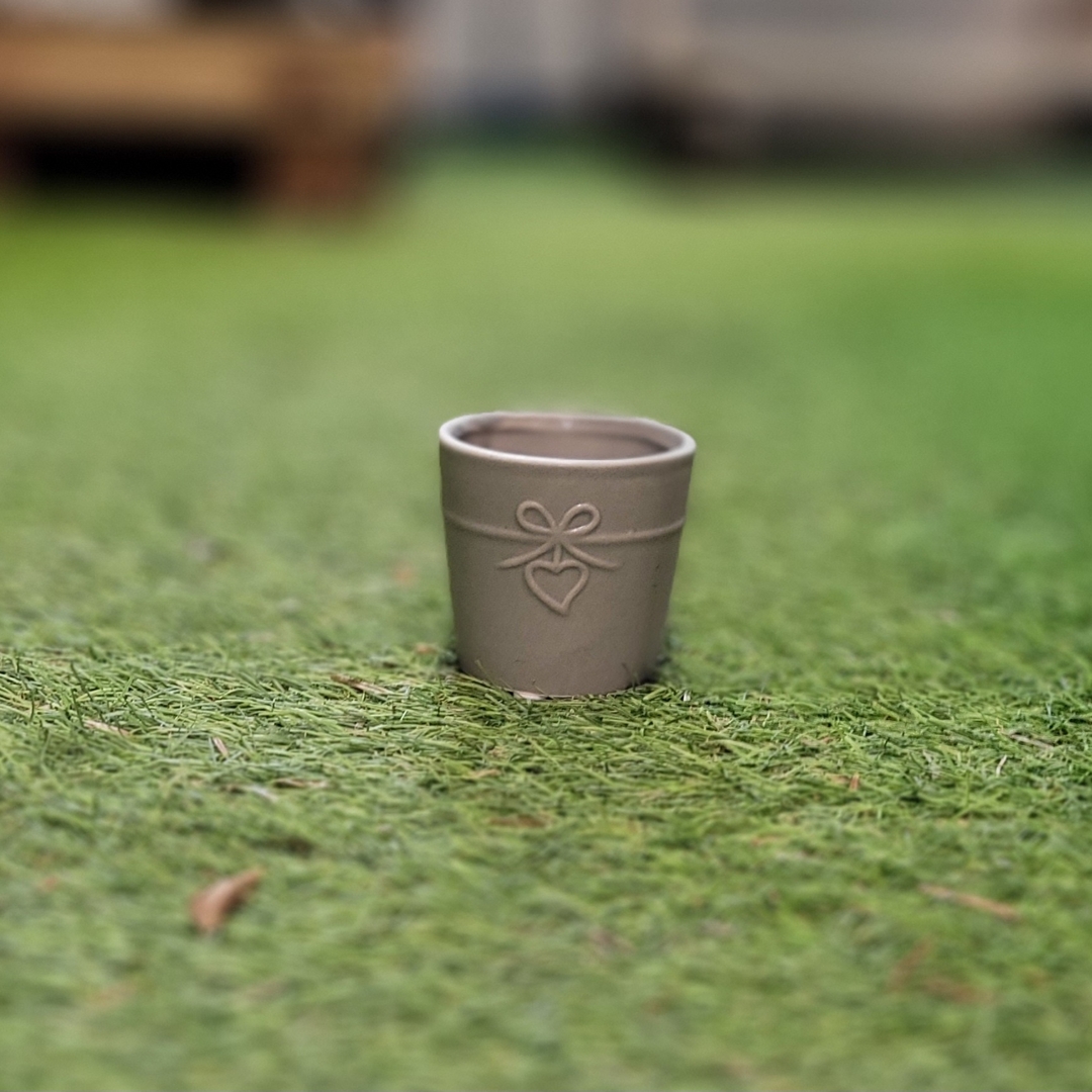 Mini cache pot Gris à motif - Déco/Cache-pots - La Jardinerie de Pessicart
