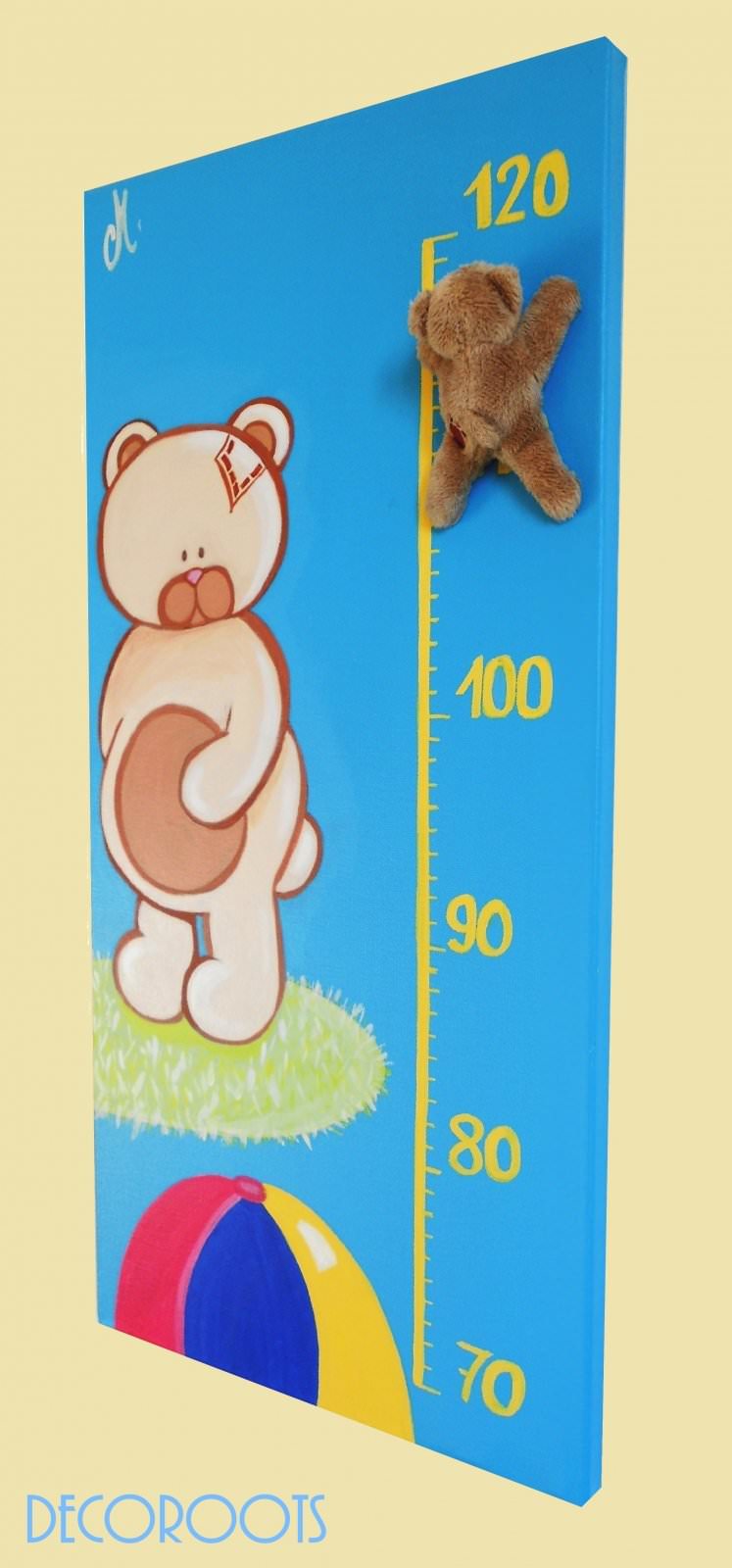 toise bébé ours bleu et beige garçon. - Décoration enfant bébé/Objet ...