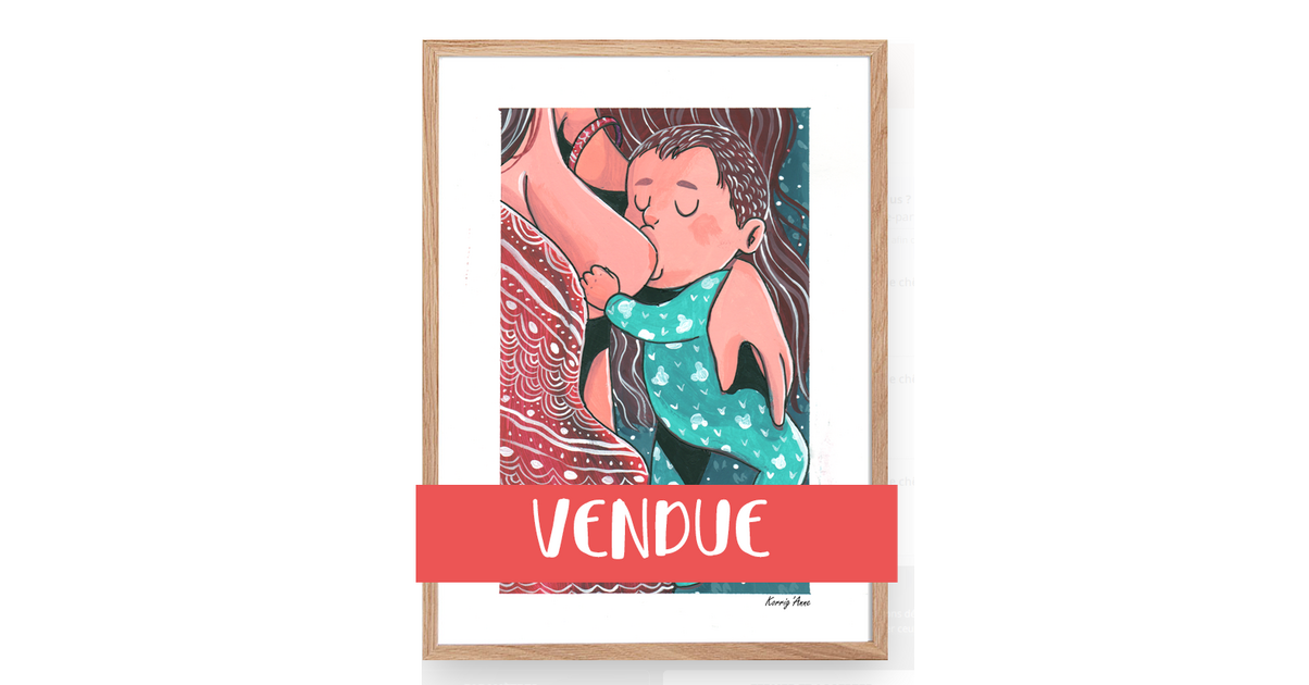 Gouache "Tétée au lit" - Originaux - Impressions - la-boutique-korrig-anne