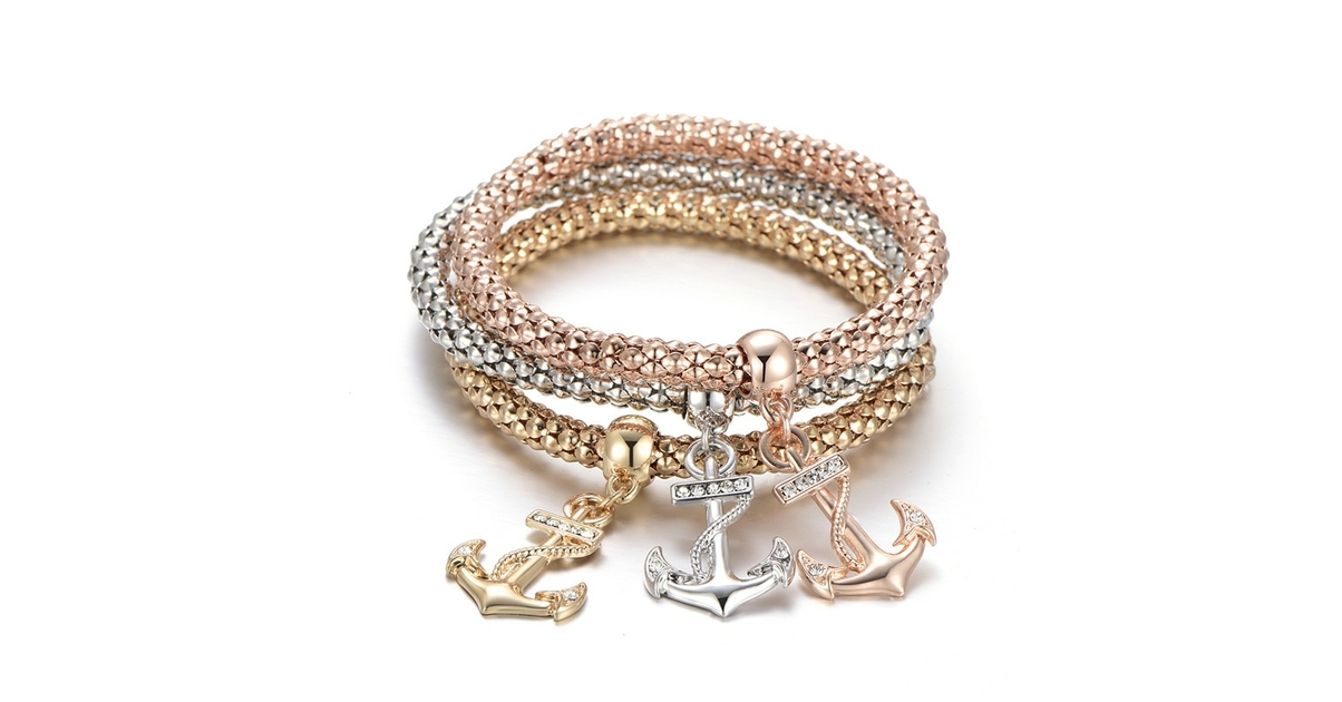 Bracelet femme strass 3 ancres - Bijoux Femmes/Bracelets - colsha avenue