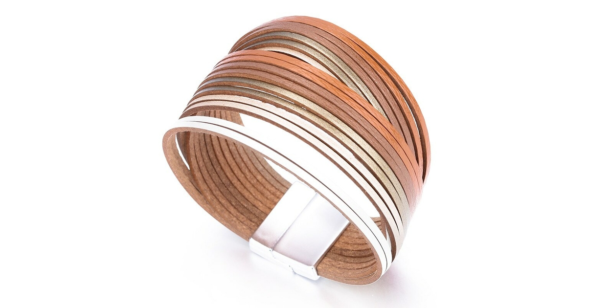 Le bracelet femme cuir Caresses des anges marron orange - Bijoux Femmes ...