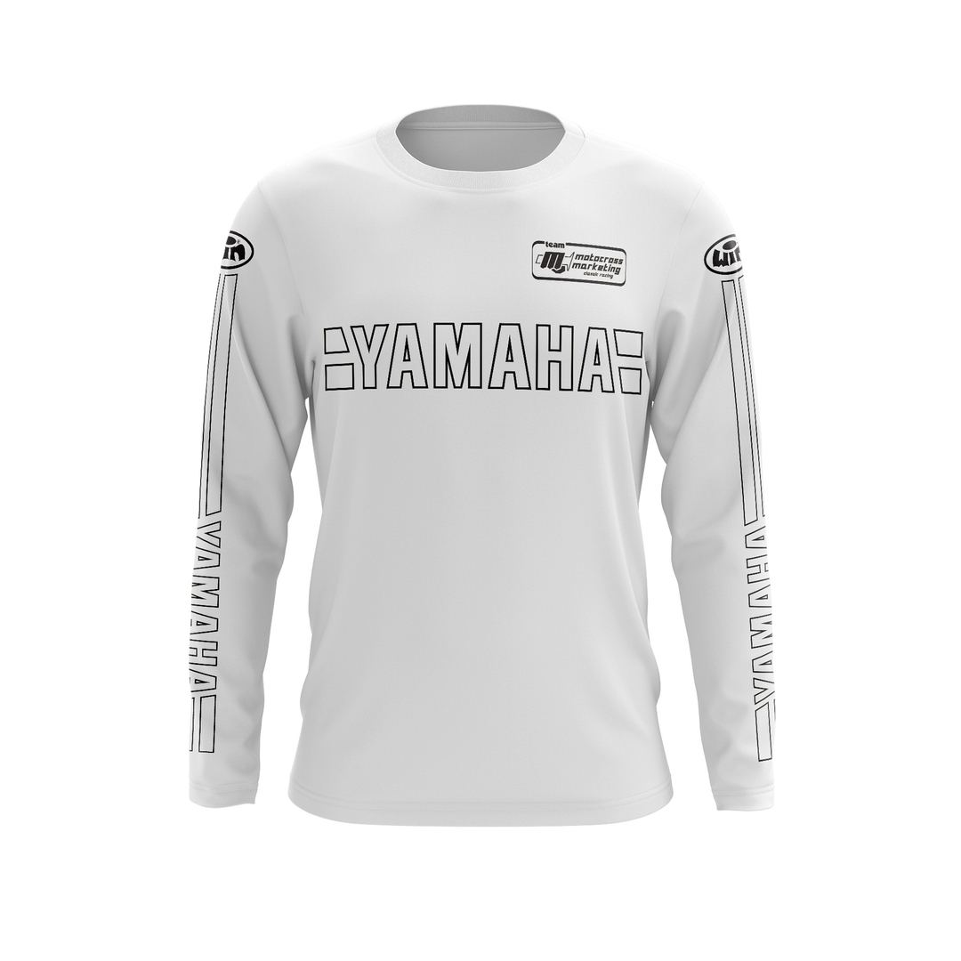 YAMAHA Blanc - Blanc Noir - TRIAL/Maillot TRIAL COTON - Motocross Marketing