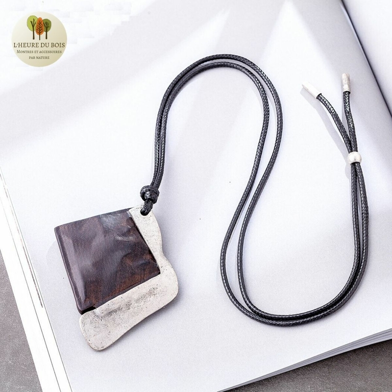 Collier long "Parchemin" - Femme/Colliers en Bois - l-heure-du-bois