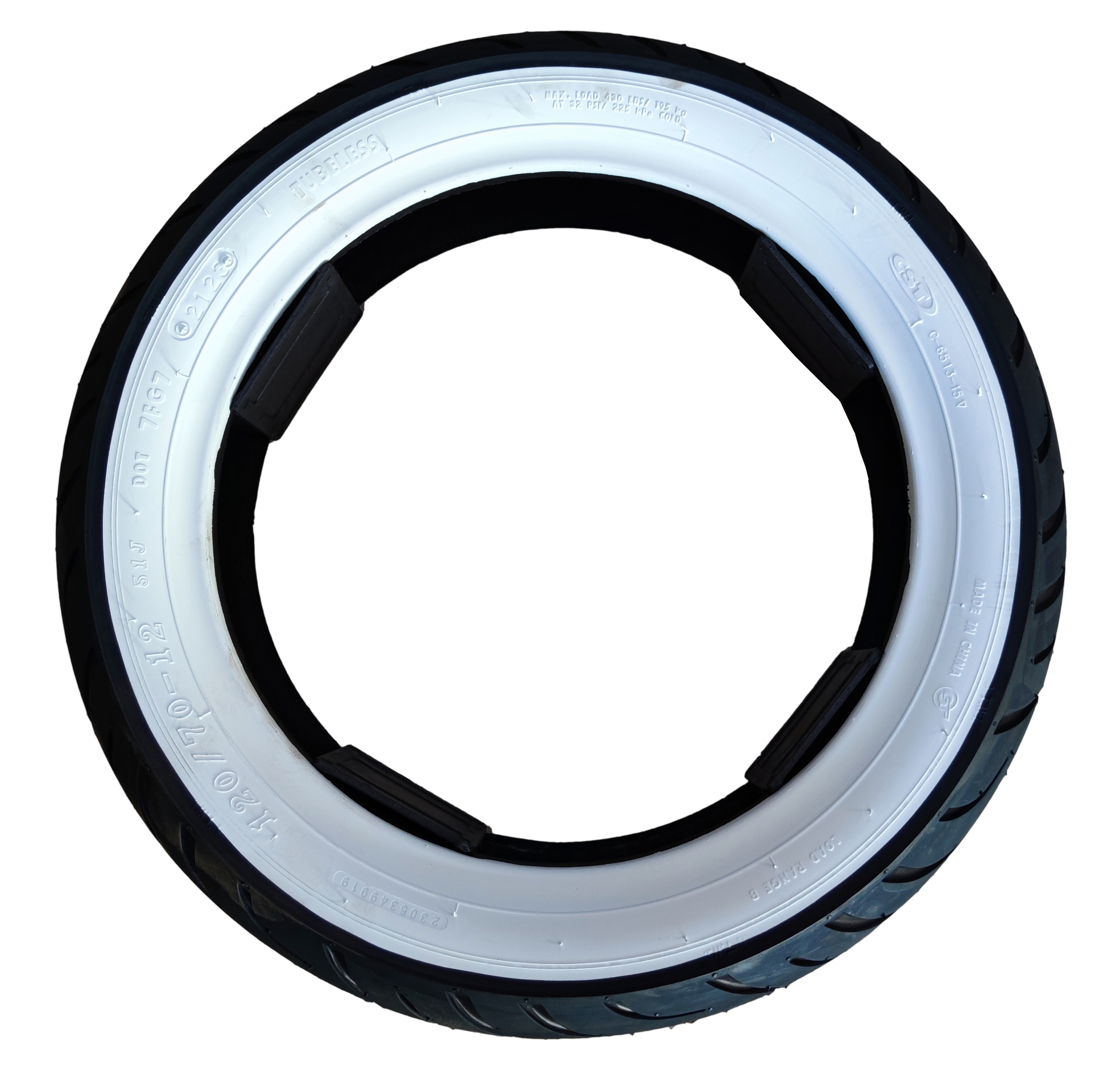 Pneu 120/70 R12 à flanc blanc pour Vertuo80