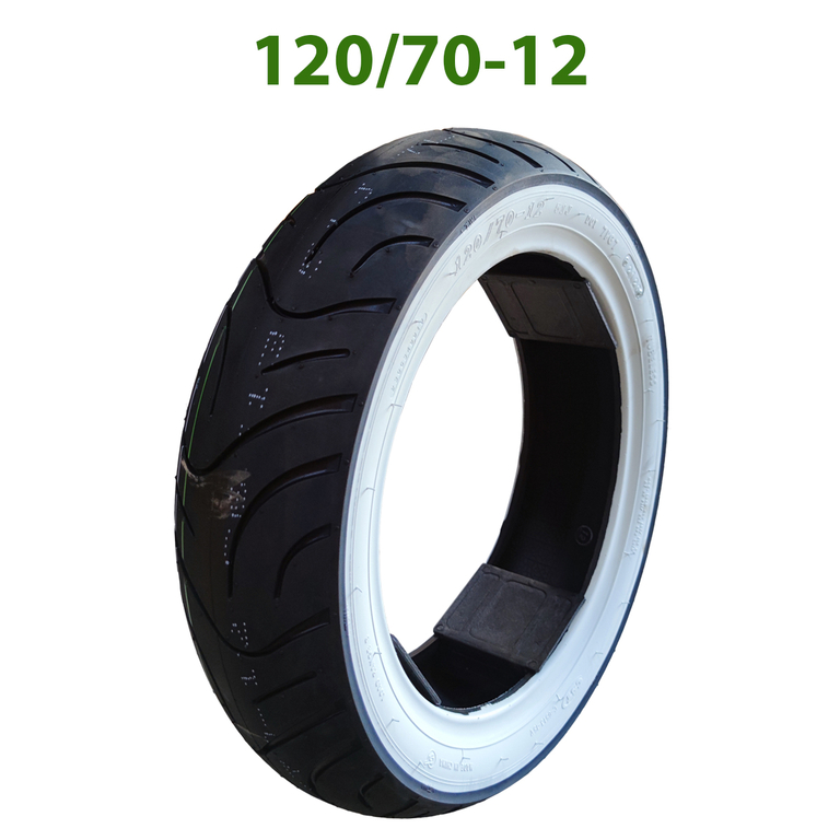 Pneu 120/70 R12 à flanc blanc pour Vertuo80