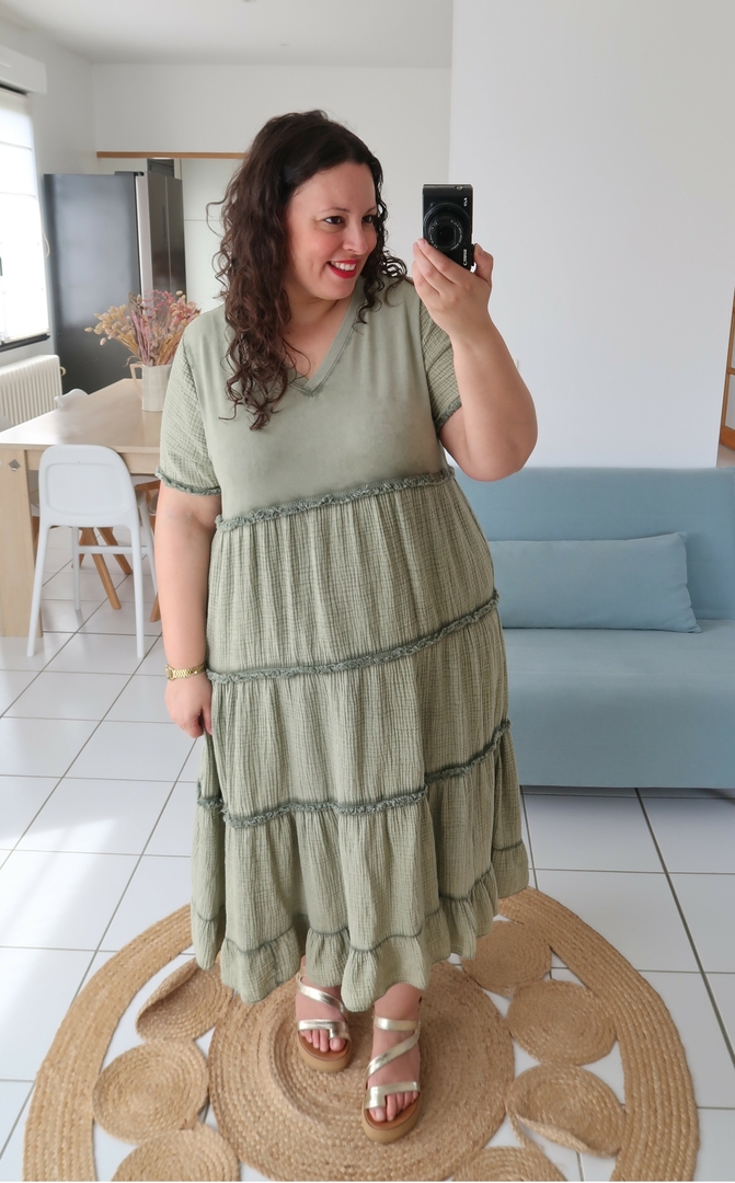 La robe "Angela" kaki - Taille unique (44/52) - Les robes longues ...