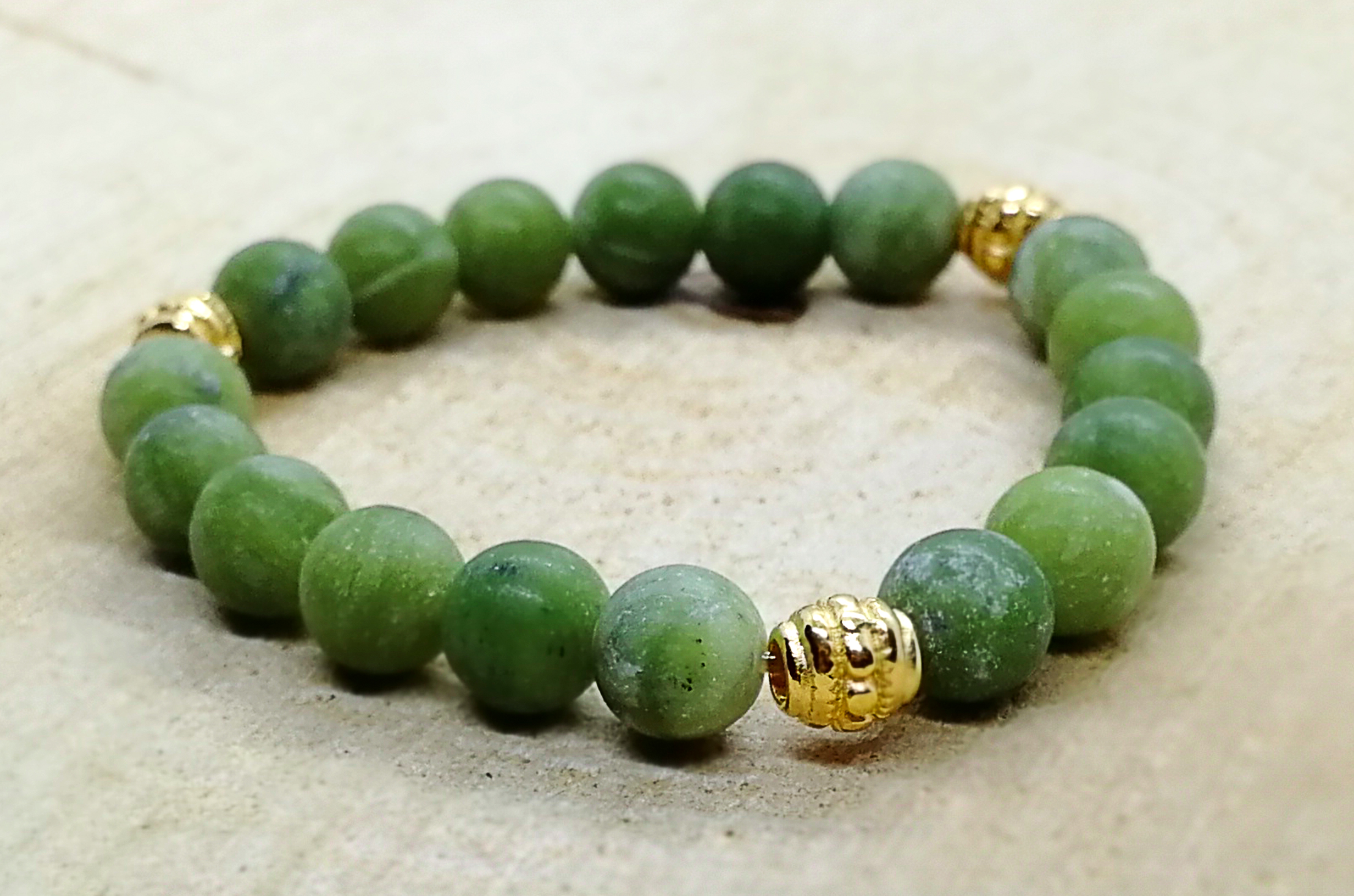 Bracelet Jade Givré Spirale Dorée - Bracelets - bijoux semper mi hi