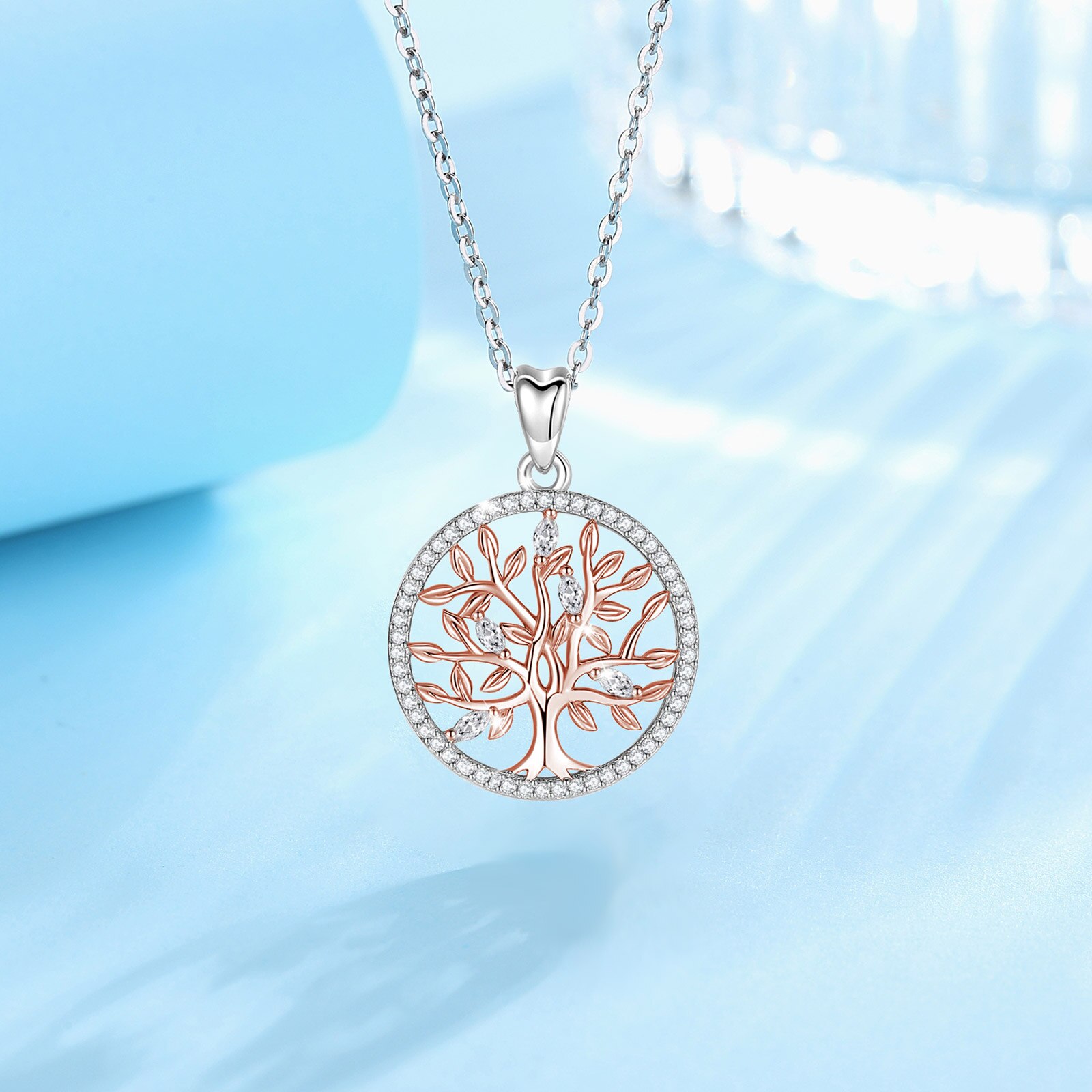 Collier Arbre de vie en Argent - Zirconium - Rose - Bijoux Arbre de vie ...