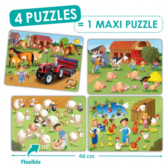 Set de 4 puzzles coopératifs : la ferme - JEUX ÉDUCATIFS/AKROS JEUX ...