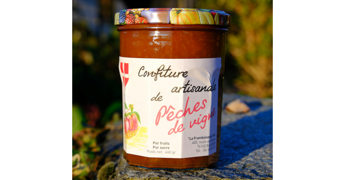 Confiture de pêches de vigne | La Framboiseraie - Zone Artisanale